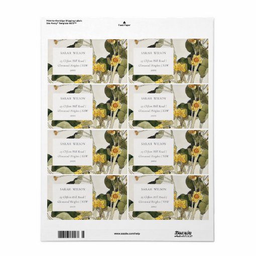 Elegant Rustic Yellow Daffodil Floral Address Label | Zazzle