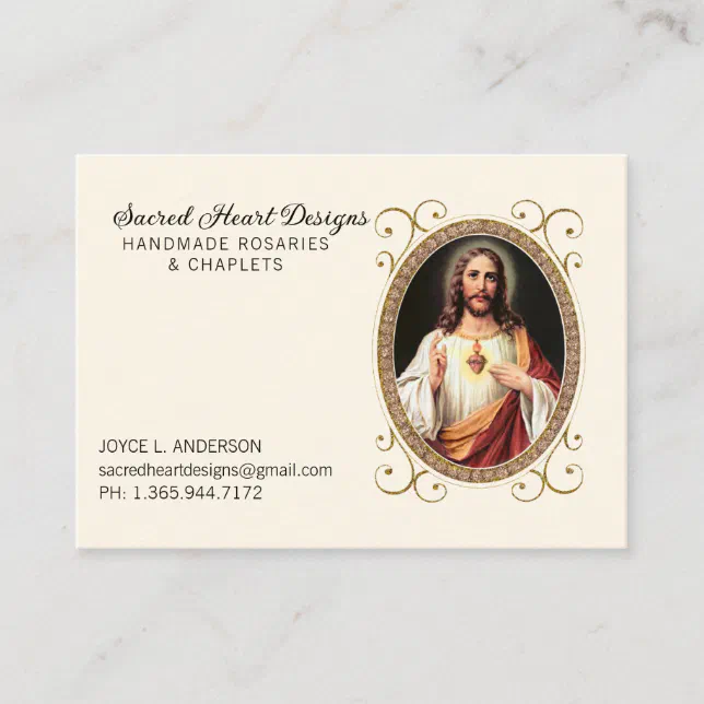 Elegant Sacred Heart Jesus Religious Business Card | Zazzle