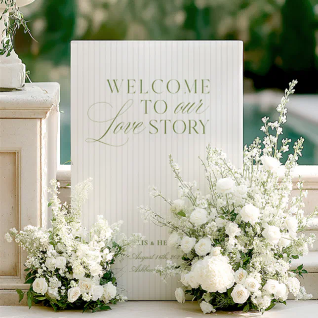 Elegant Sage Green & Beige Wedding Welcome Sign | Zazzle