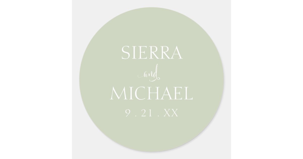 Elegant Sage Green Botanical Wedding Classic Round Sticker | Zazzle