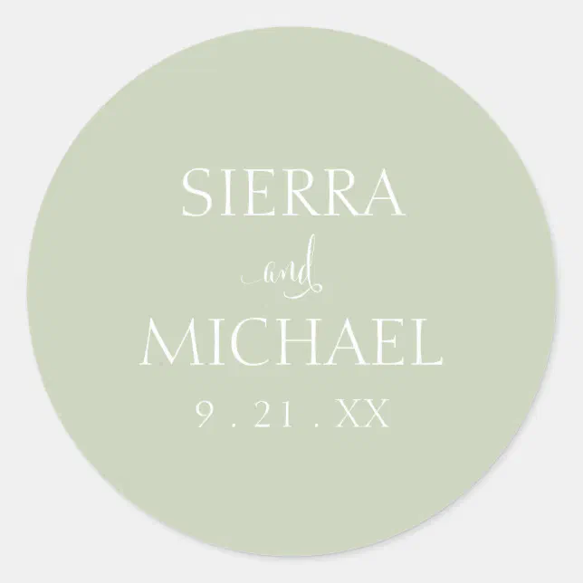 Elegant Sage Green Botanical Wedding Classic Round Sticker | Zazzle