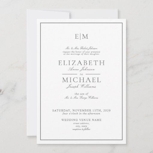 Elegant Sage Green Classic Script Wedding Invitation | Zazzle