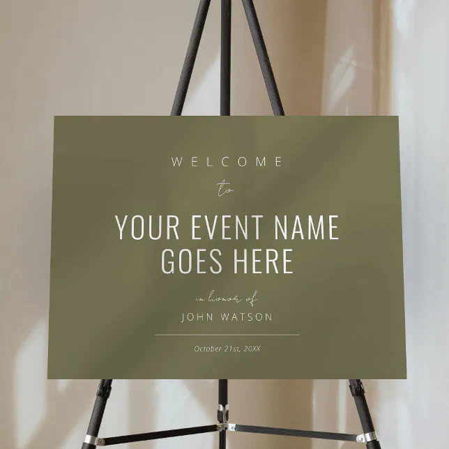 Elegant Sage Green Corporate Event Welcome Sign | Zazzle