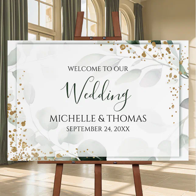 Elegant Sage Green Eucalyptus Wedding Welcome Sign | Zazzle