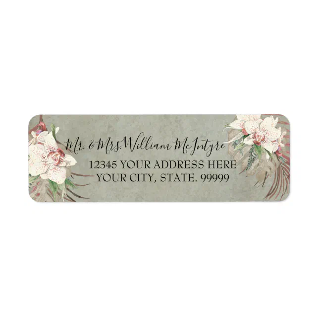 Elegant Sage Green Floral Tropical Foliage Wedding Label | Zazzle