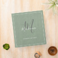Elegant Sage Green Modern Monogram Script Linen 3 Ring Binder | Zazzle