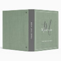 Elegant Sage Green Modern Monogram Script Linen 3 Ring Binder | Zazzle