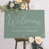 Elegant Sage Green Script Engagement Party Welcome Poster | Zazzle