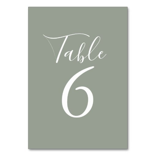 Elegant Sage Green Script Table Numbers | Zazzle