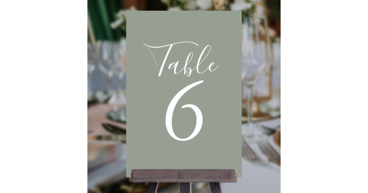 Elegant Sage Green Script Table Numbers | Zazzle