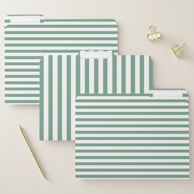Elegant Sage Green Striped File Folder | Zazzle