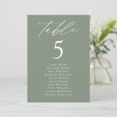 Elegant Sage Green Table Number Seating Chart | Zazzle