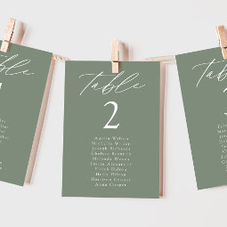 Elegant Sage Green Table Number Seating Chart | Zazzle