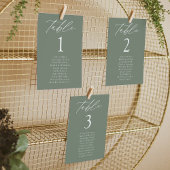 Elegant Sage Green Table Number Seating Chart | Zazzle
