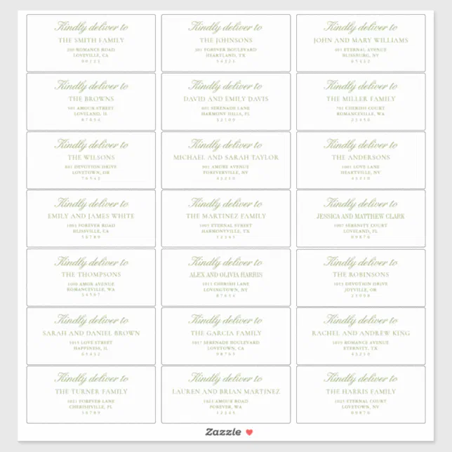 Elegant Sage Green Wedding Guest Address Labels | Zazzle