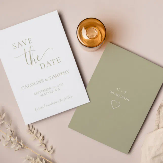 Elegant Sage Green Wedding Save The Date Card | Zazzle