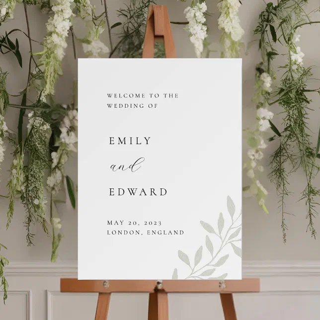 Elegant Sage Greenery Wedding Welcome Sign | Zazzle