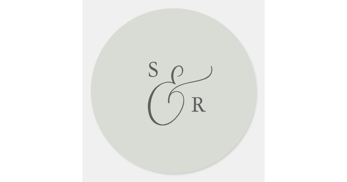 Elegant Sage Mint Monogram Wedding Envelope Seals | Zazzle