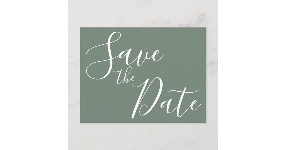 Elegant Sage Save The Date Postcards | Zazzle