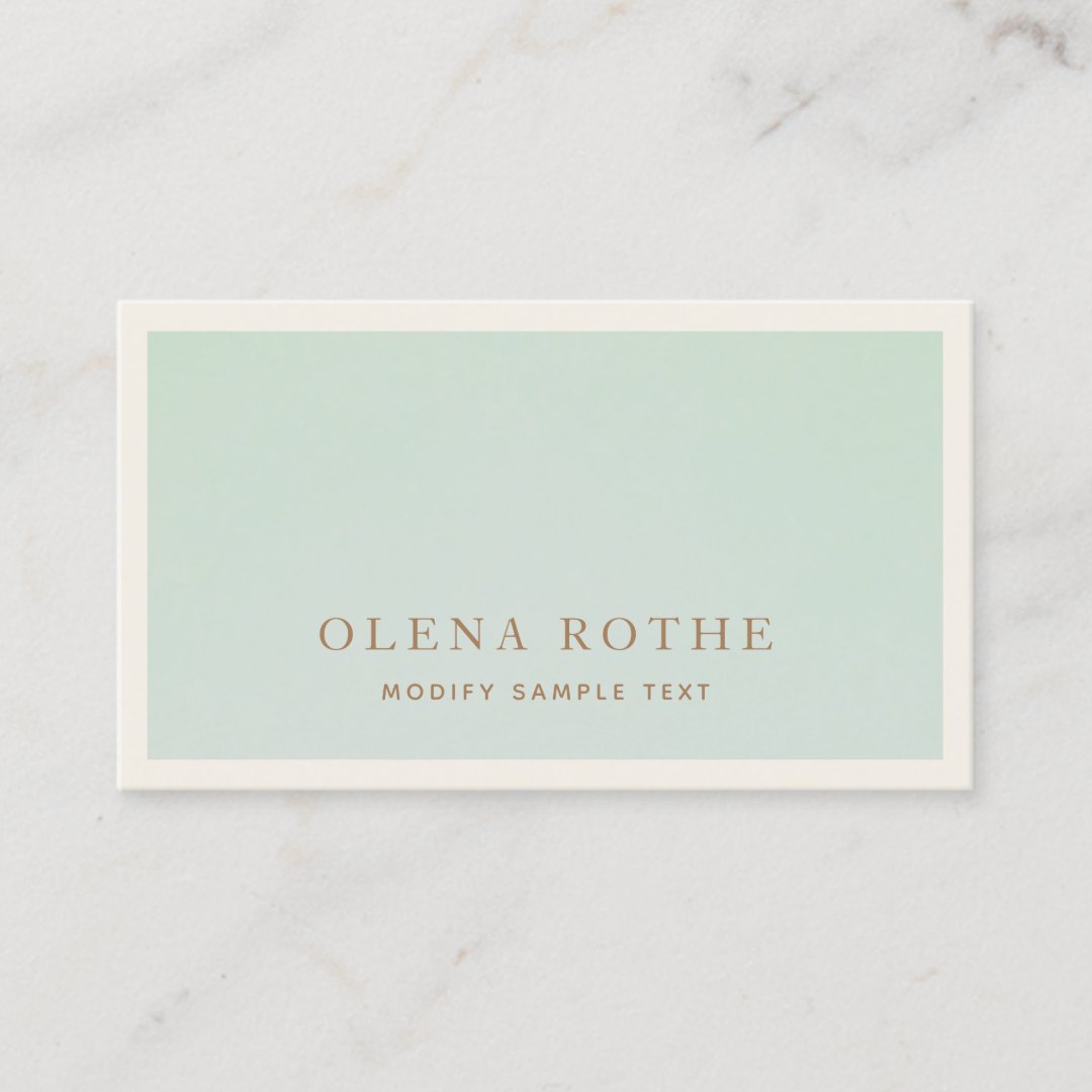 Elegant Sage Turquoise Green Ivory Border Calling Card | Zazzle