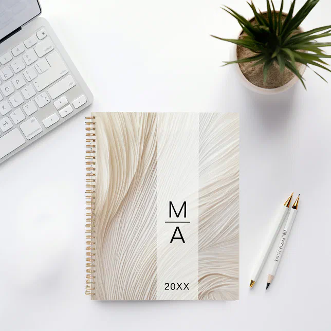 Elegant Salon Monogram Waves Planner | Zazzle