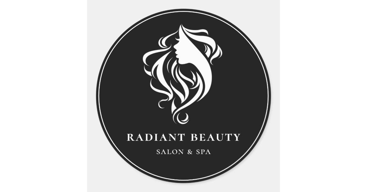Elegant Salon Spa Modern Logo Black Classic Round Sticker | Zazzle