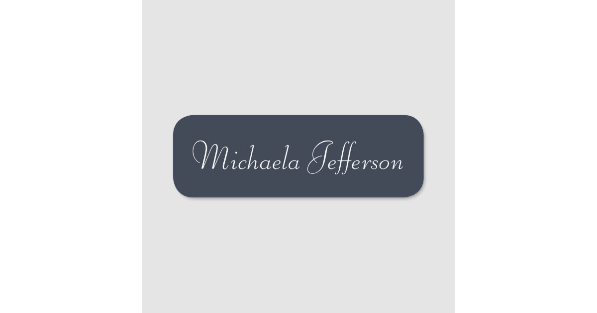 Elegant Sapphire Dark Blue Handwritten Calligraphy Name Tag | Zazzle