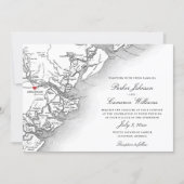 Elegant Savannah Georgia Map black white Wedding Invitation | Zazzle