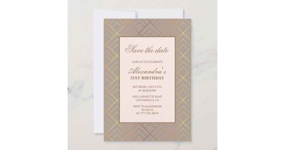 Elegant Save the date 51st birthday invitations | Zazzle