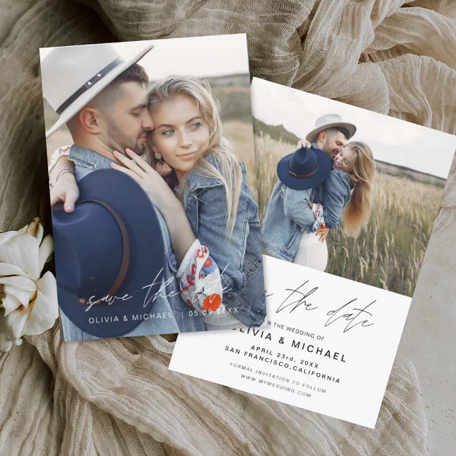 Elegant Save the Date Handwritten Wedding Photo | Zazzle