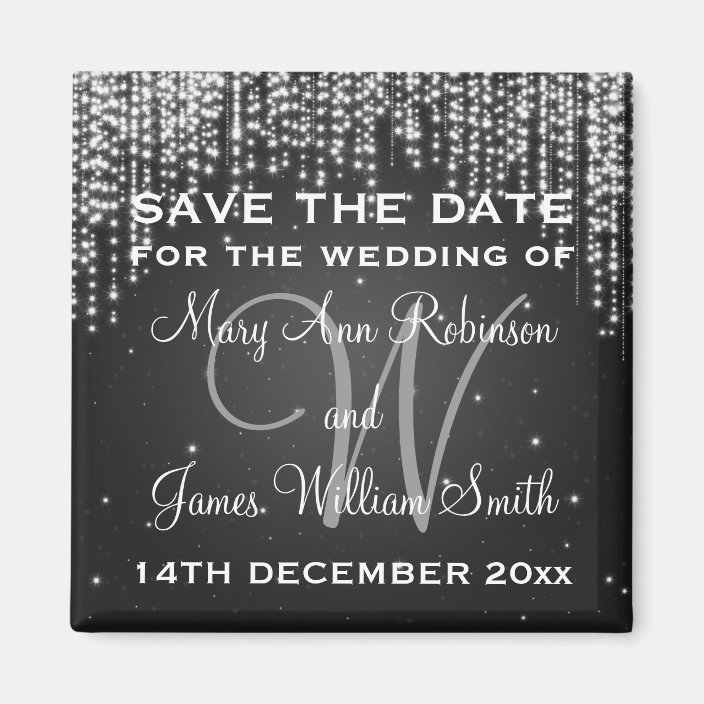 Elegant Save The Date Night Dazzle Black Magnet | Zazzle.com