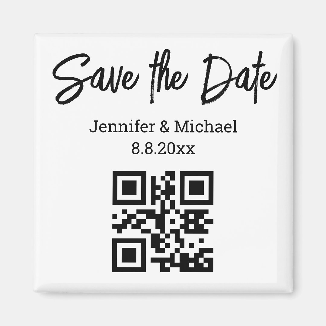 elegant save the date,qr code minimalist wedding magnet | Zazzle