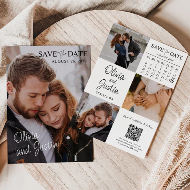 Elegant Save the Date with QR Cod Invitation | Zazzle