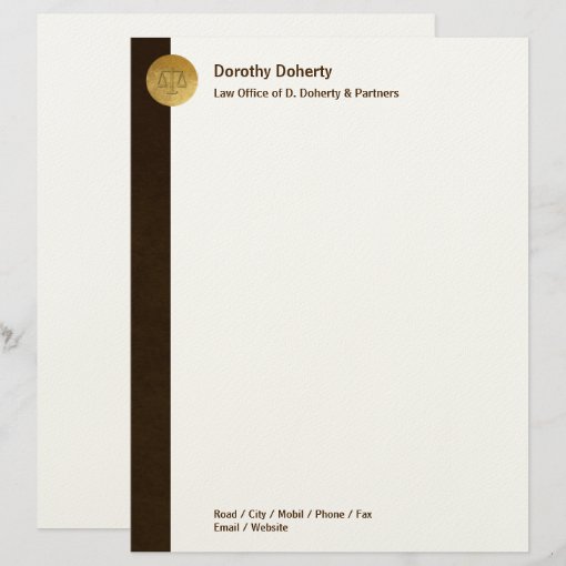 Elegant Scales of Justice | LAW OFFICE Letterhead | Zazzle