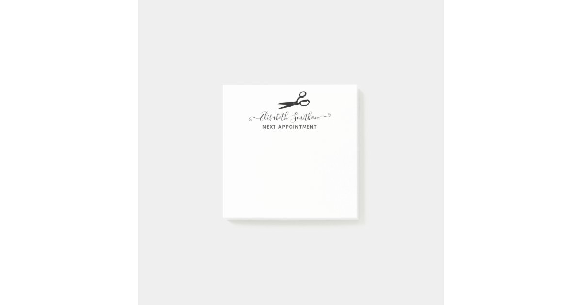 Elegant Scissors Hair Stylist Next Appointment Post-it Notes | Zazzle