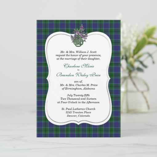 Elegant Scott Clan Tartan Wedding Invitation | Zazzle