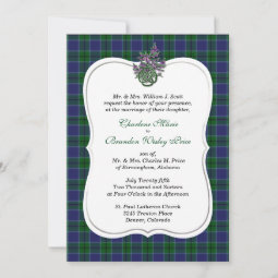 Elegant Scott Clan Tartan Wedding Invitation | Zazzle