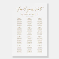 Elegant Script 12 Tables Welcome Seating Chart Foam Board | Zazzle