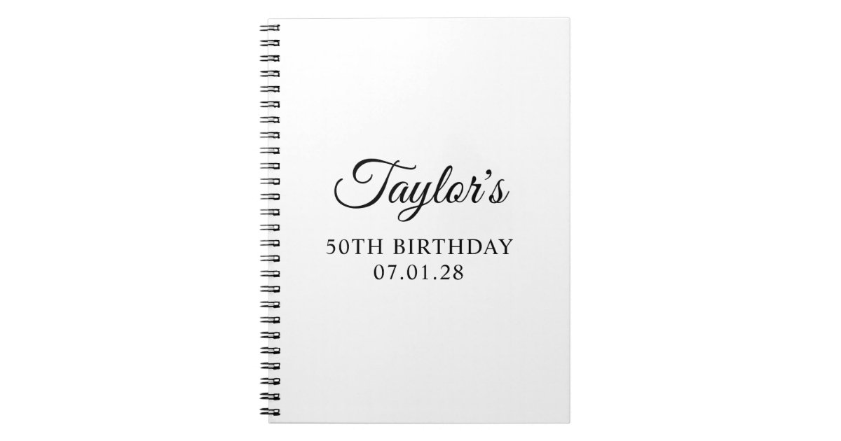 Elegant Script 50th Birthday Guest Notebook | Zazzle