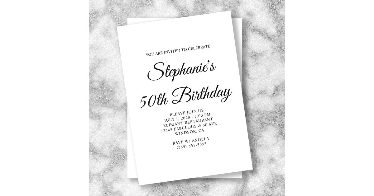 Elegant Script 50th Birthday Invitation | Zazzle