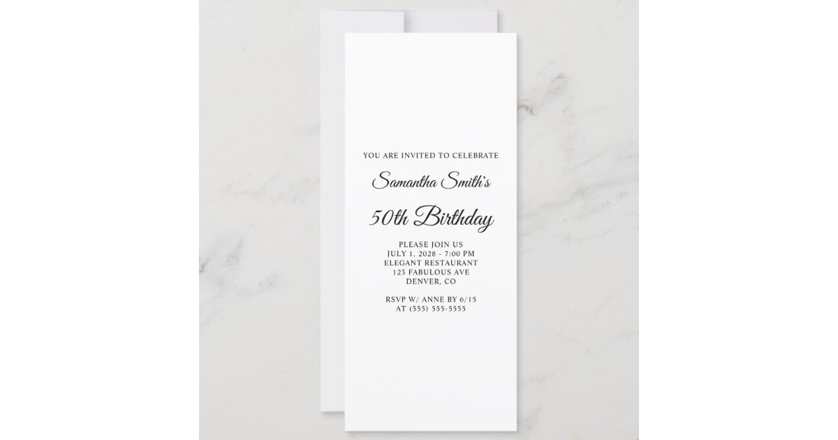 Elegant Script 50th Birthday Invitation | Zazzle