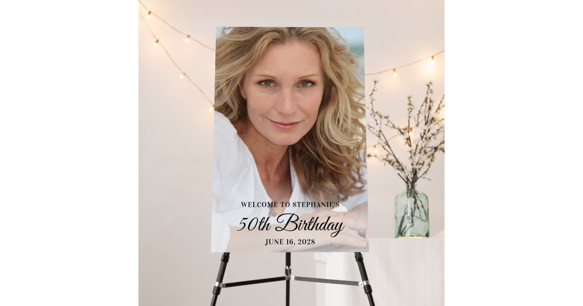 Elegant Script 50th Birthday Photo Foam Board | Zazzle
