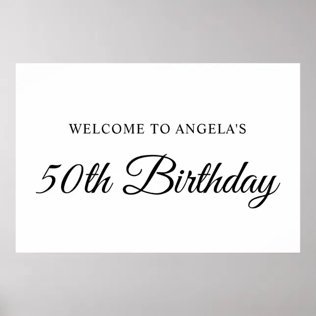 Elegant Script 50th Birthday Welcome Poster | Zazzle