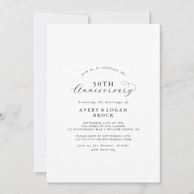 Elegant Script 50th Wedding Anniversary Invitation | Zazzle