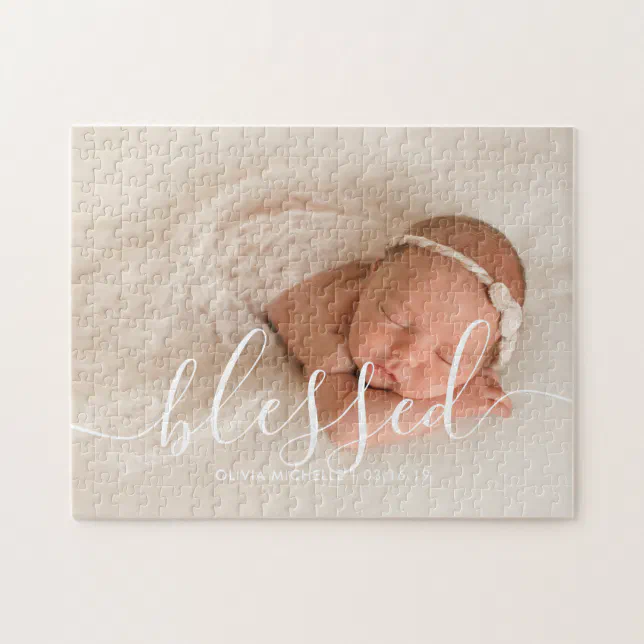 Elegant Script Add Your Own Photo Jigsaw Puzzle | Zazzle