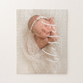 Elegant Script Add Your Own Photo Jigsaw Puzzle | Zazzle