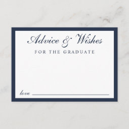 Elegant Script Advice Wishes Blue Gold Graduation Enclosure Card | Zazzle