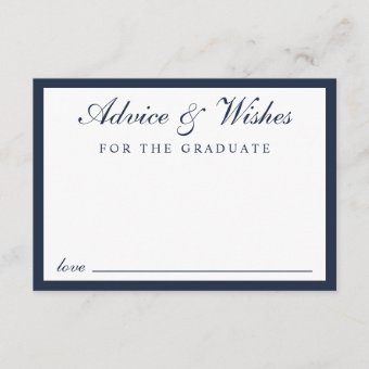 Elegant Script Advice Wishes Blue Gold Graduation Enclosure Card | Zazzle