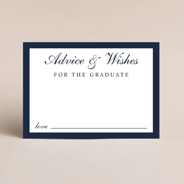 Elegant Script Advice Wishes Blue Gold Graduation Enclosure Card | Zazzle