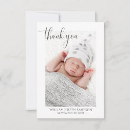 Elegant Script Baby Thank You Birth Announcement | Zazzle